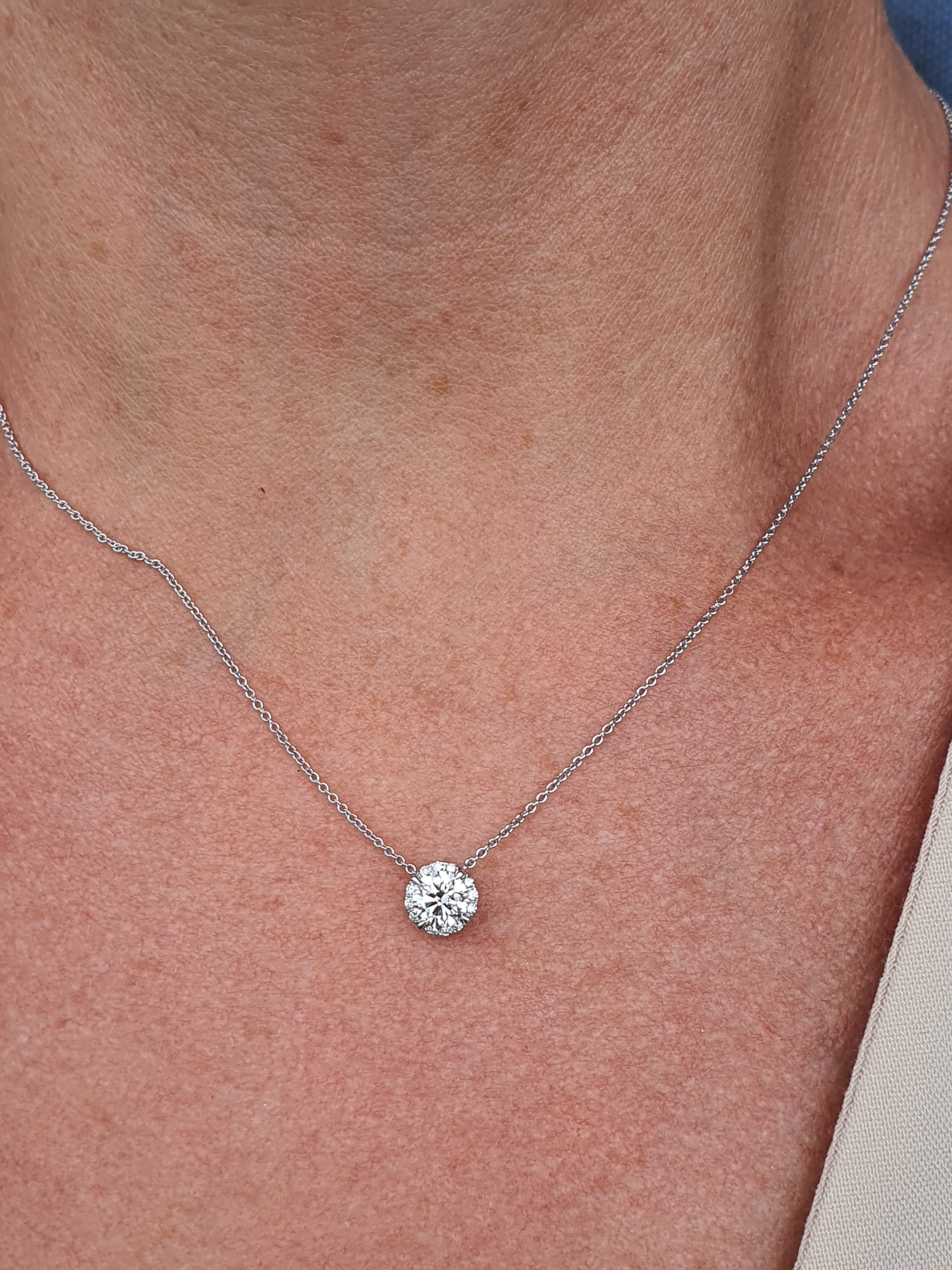 .50ct Lab Diamond Halo Necklace – DiamondVault